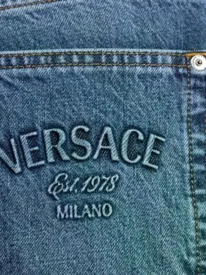 Versace Logo-patch Straight Leg Jeans - Blue