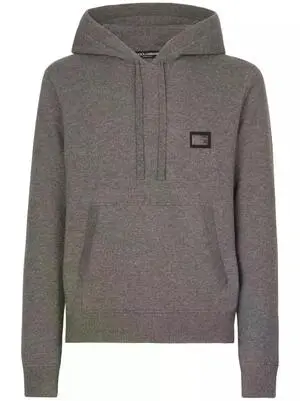 Dolce & Gabbana Wool-cashmere Hoodie With Logo Tag