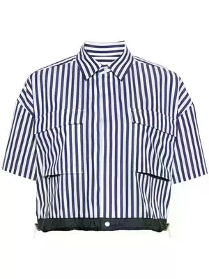 Sacai Striped Cotton Cropped Blouse