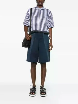 Sacai Striped Cotton Cropped Blouse