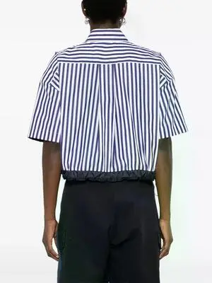 Sacai Striped Cotton Cropped Blouse