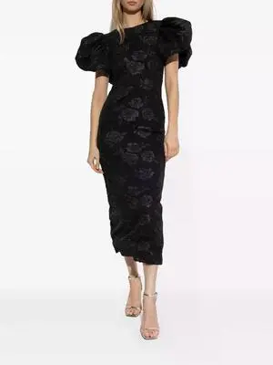 ROTATE BY BIRGER CHRISTENSEN Jacquard-pattern Midi Dress