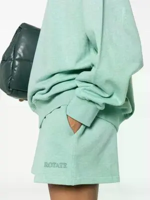 ROTATE BY BIRGER CHRISTENSEN Logo-embroidered Mélange Shorts