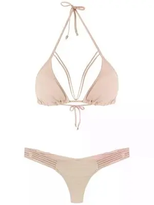 AMIR SLAMA Strappy Triangle Bikini Set - Neutrals