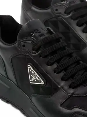 Prada Geometric-pattern Panelled Lace-up Sneakers