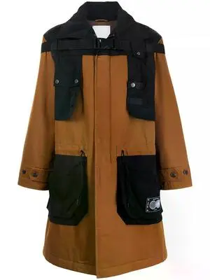 PORTS V Paneled Hooded Raincoat - Brown