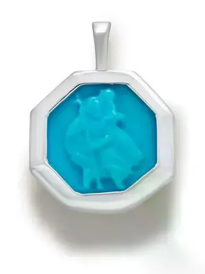 Monica Vinader St Christopher Turquoise Pendant Charm - Silver
