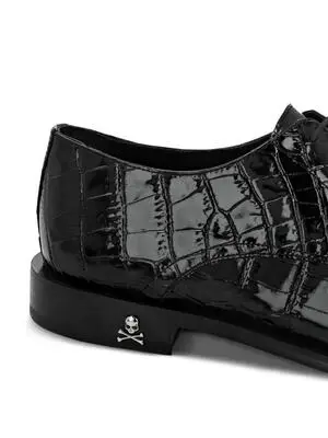Philipp Plein Crocodile-embossed Leather Derby Shoes