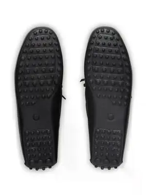 Car Shoe Lace-up Leather Boat Shoes - Black