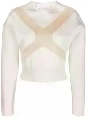 GENNY Sheer-paneling Cotton T-shirt