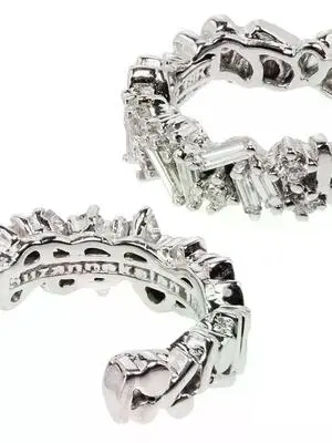 SUZANNE KALAN 18kt White Classic Icon Mini Diamond Hoop Earrings