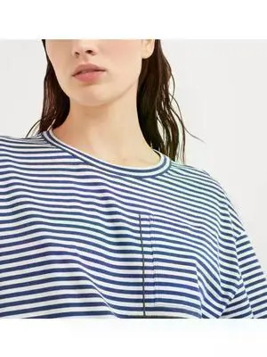 Brunello Cucinelli Horizontal Stripe Cotton Shirt With Monili Chain Embellishment