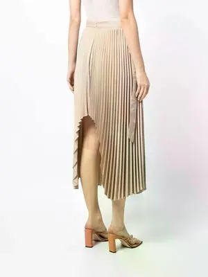 Rokh Arch Pleated Midi Skirt - Brown