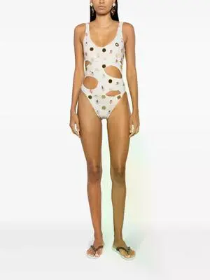 AMIR SLAMA Graphic-print Cut-out One-piece Swimsuit