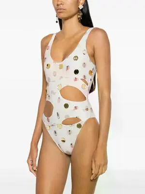 AMIR SLAMA Graphic-print Cut-out One-piece Swimsuit