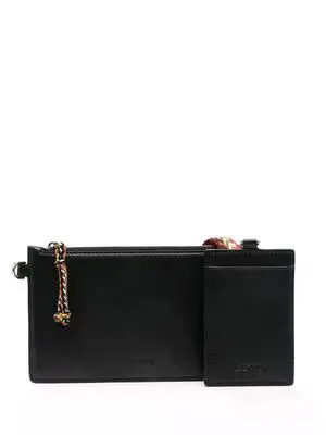 LANVIN Logo-debossed Leather Clutch - Black
