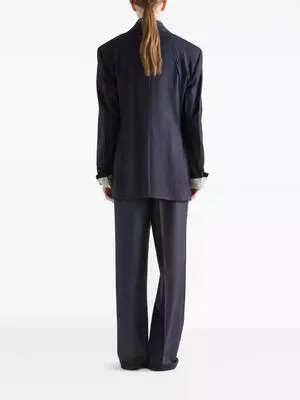 Prada Belted Wool Trousers - Blue