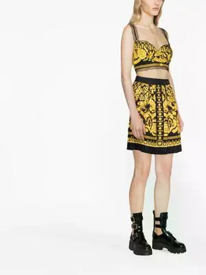 Versace Barocco Print Pleated Skirt