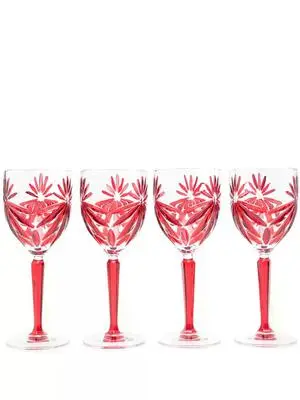 LES-OTTOMANS Stars Crystal Wine Glasses Set - Red