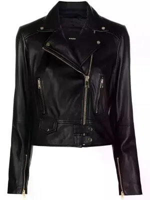 Pinko Nappa Leather Biker Jacket