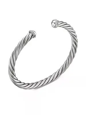 David Yurman Sterling Cable Diamond Cuff Bracelet