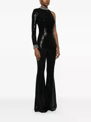 NISSA One-shoulder Sequin Flare Jumpsuit