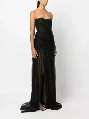 ANA RADU Corset-style Draped Maxi Dress - Black