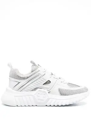 Philipp Plein Leather Rhinestone-embellished Runner Sneakers