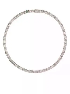 OFFICINA BERNARDI 18kt White Gold Enigma Emerald And Diamond Necklace - Silver