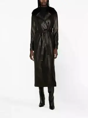 BLANCHA Shearling-collar Double-breasted Coat