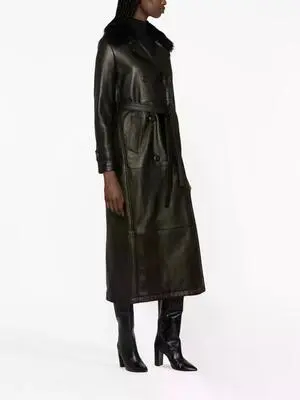 BLANCHA Shearling-collar Double-breasted Coat