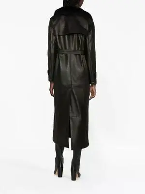 BLANCHA Shearling-collar Double-breasted Coat