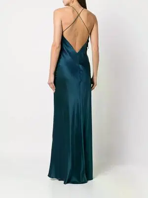 Michelle Mason Square-neck Silk Dress - Blue