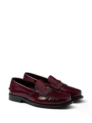 Prada Brushed-leather Loafers - Red