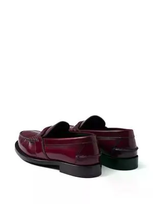 Prada Brushed-leather Loafers - Red