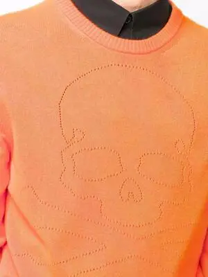 Philipp Plein Fine-knit Skull-motif Jumper - Orange