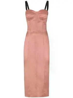 Dolce & Gabbana Sweetheart-neck Silk-blend Dress - Pink