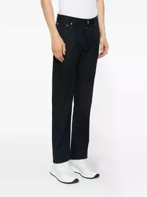 Jacob Cohen Scarf-detail Straight Trousers - Blue