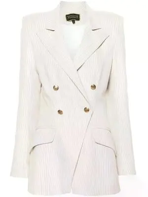 MITILIANE COUTURE Striped Double-breasted Blazer - Neutrals