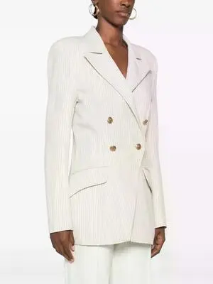 MITILIANE COUTURE Striped Double-breasted Blazer - Neutrals