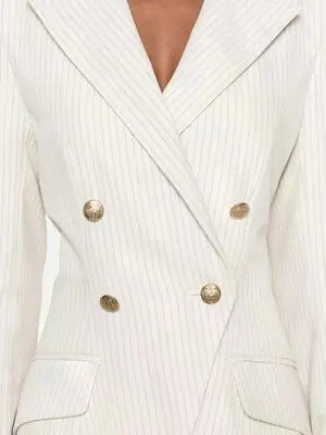 MITILIANE COUTURE Striped Double-breasted Blazer - Neutrals