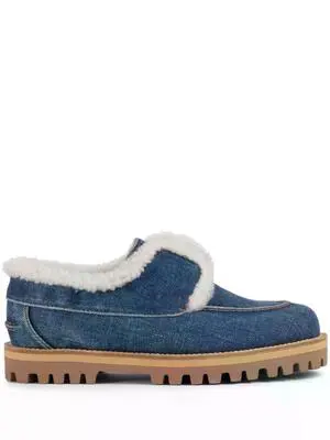 LE SILLA Yacht Shearling-trim Denim Loafers