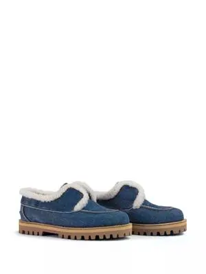 LE SILLA Yacht Shearling-trim Denim Loafers