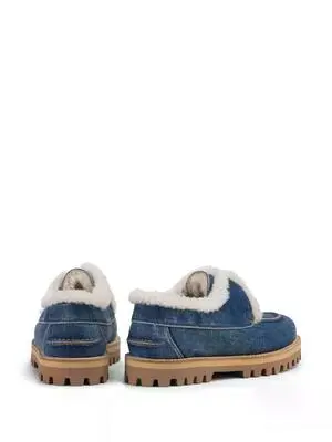 LE SILLA Yacht Shearling-trim Denim Loafers
