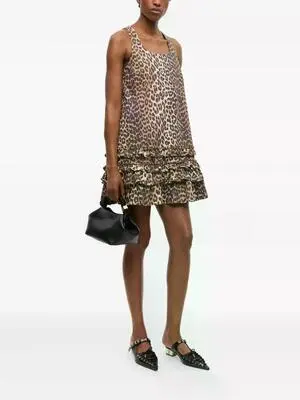 GANNI Leopard-print Dress - Neutrals