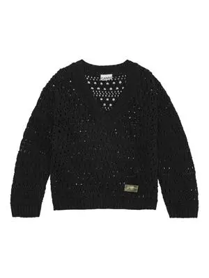 GANNI Open-knit V-neck Sweater
