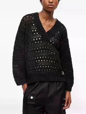 GANNI Open-knit V-neck Sweater