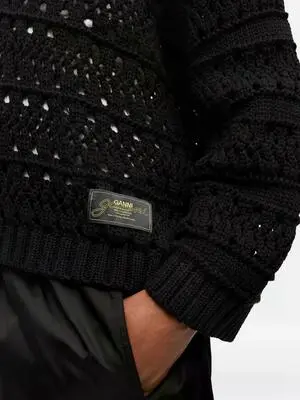 GANNI Open-knit V-neck Sweater