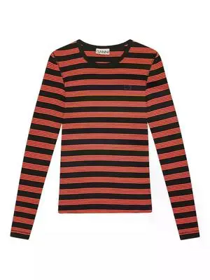GANNI Striped T-shirt - Orange