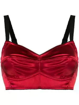 Dolce & Gabbana Satin Bustier Top - Red
